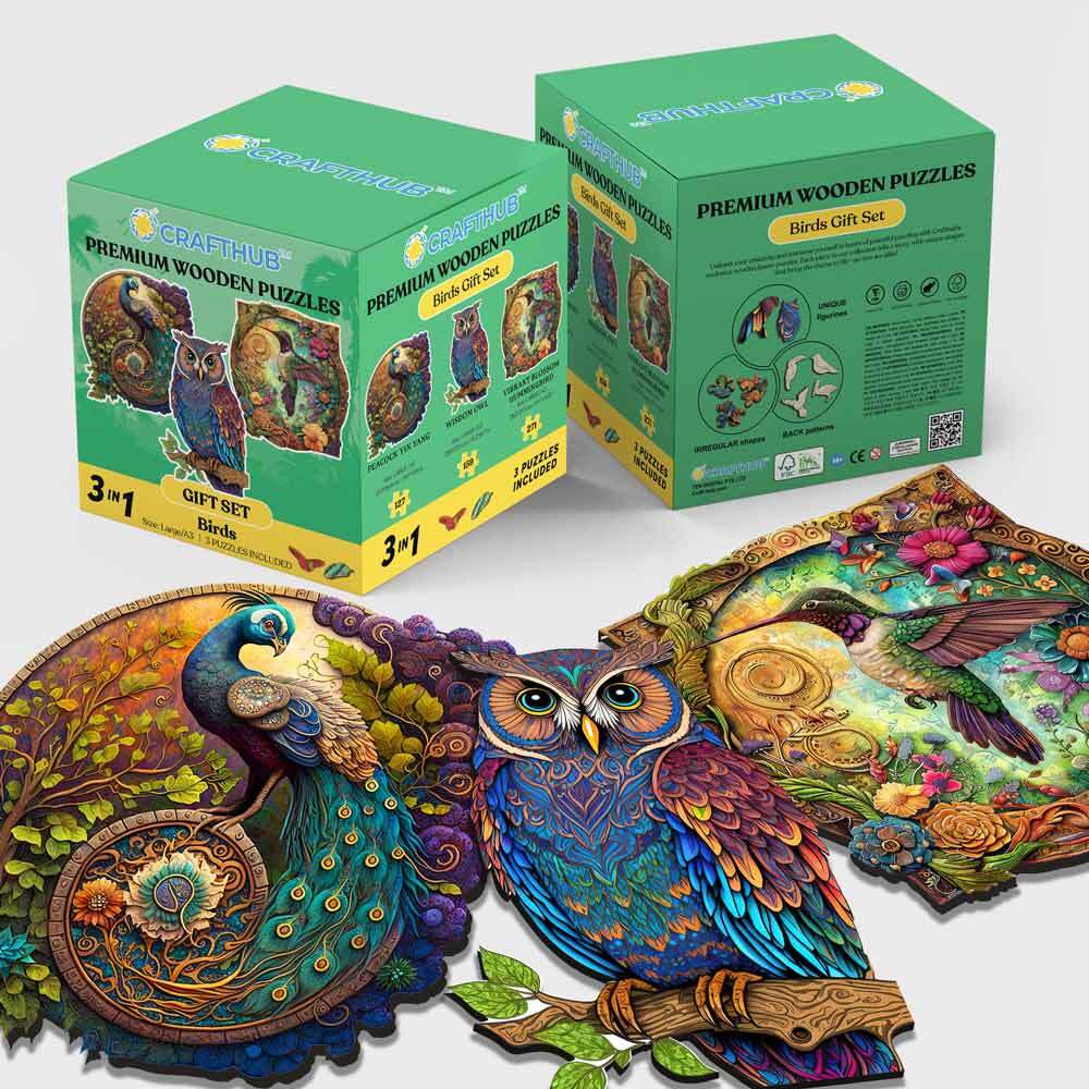 Paquete de 3 Especies de aves - Juego de regalo de rompecabezas de mad ...